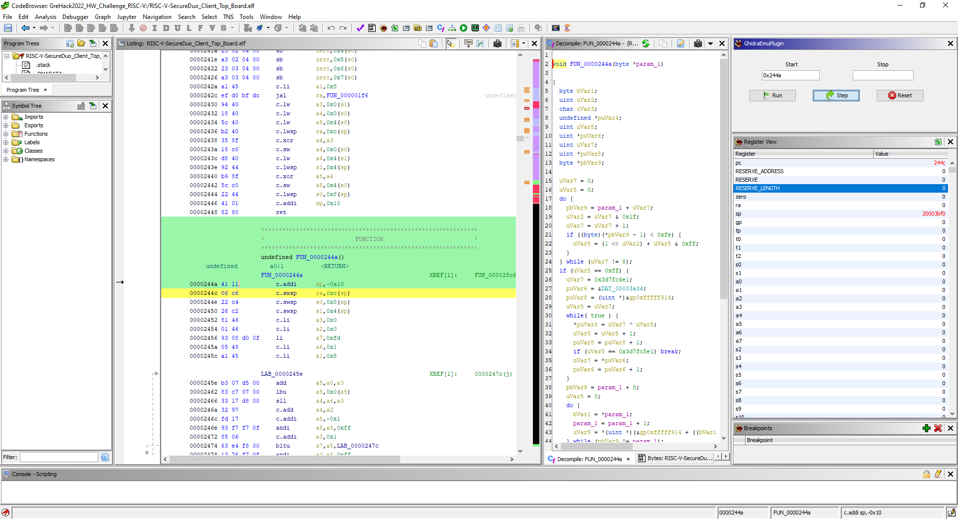 Ghidra Emulation Error On Risc V Rv32 Imc To Write In Memory Display Check Out Your Emulation