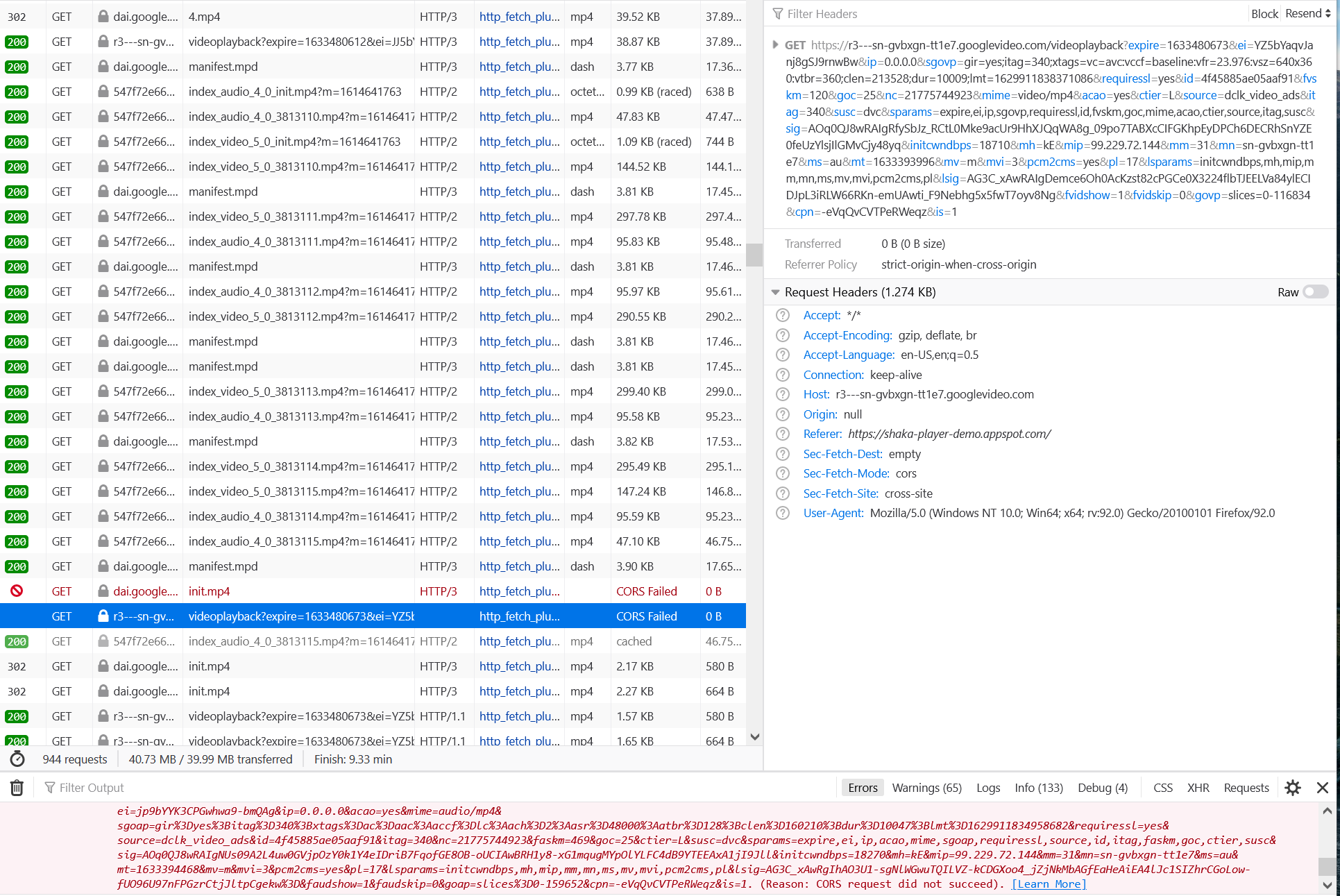 Shaka-player failing on some http/3(?) segment requests with redirect in Firefox 92 · Issue ...
