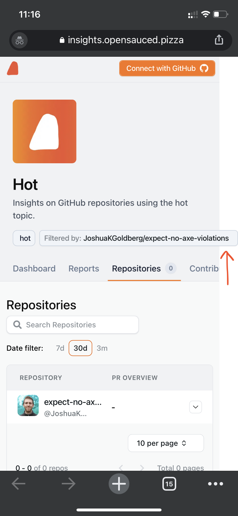 Bug: Mobile view - context filter button has max-w-max, breaks out of container on long repo ...