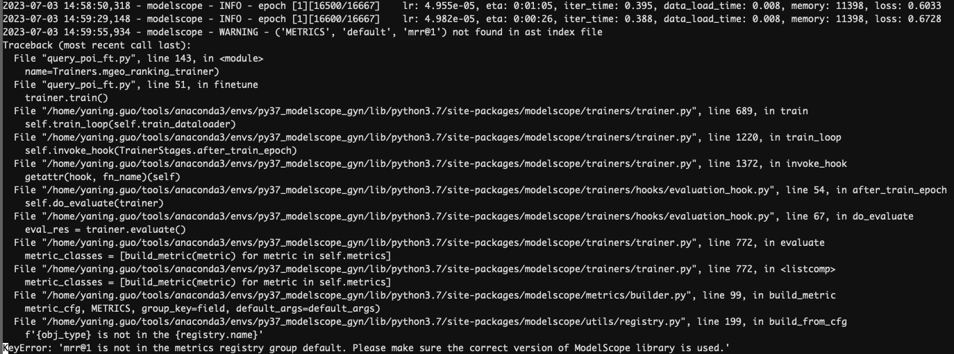 微调代码中 mrr@1 指标找不到 · Issue #351 · modelscope/modelscope · GitHub