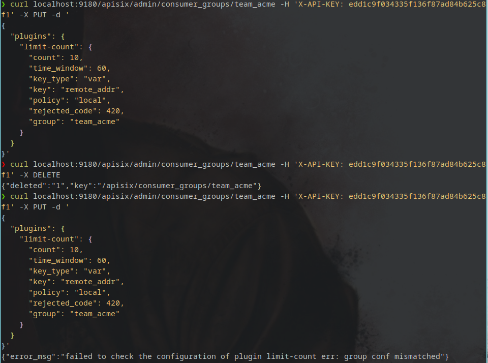 bug: limit-count plugin config cache not being invalidated on consumer group deletion · Issue ...