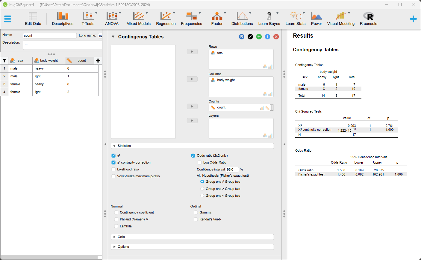 Bug Chi Squared Continuity Correction False · Issue 2361 · Jasp Statsjasp Issues · Github