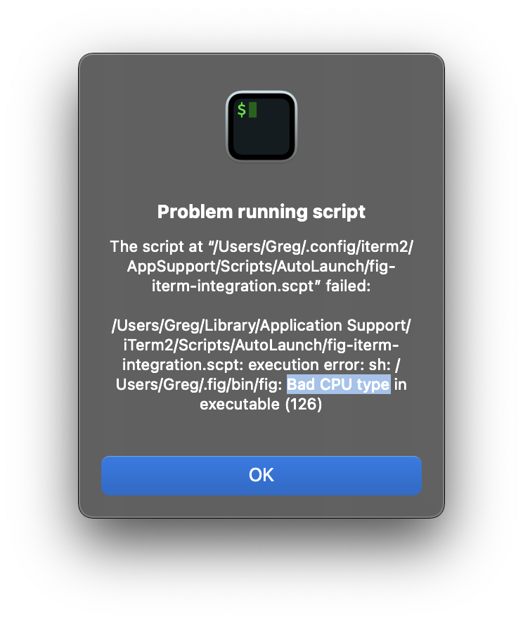 M1 / Arm: Bad CPU type · Issue #724 · withfig/autocomplete · GitHub