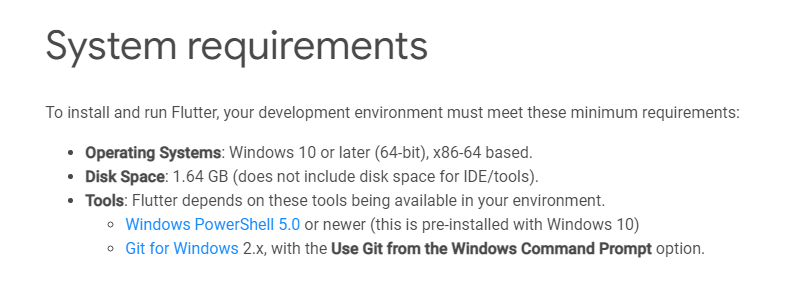 1.3.1 Windows安装Flutter - "系统要求” 需要更新 · Issue #156 · flutterchina/flutter_in_action_2nd · GitHub