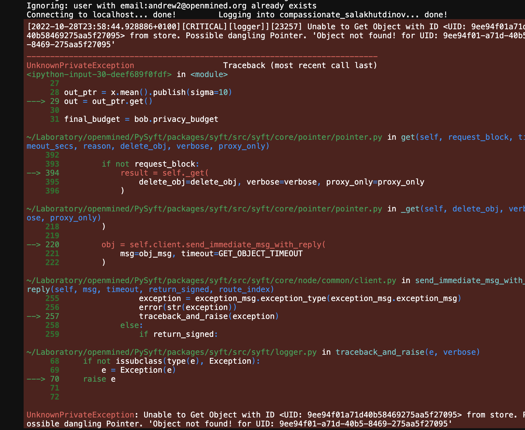 Calling .get() prematurely gives un-intuitive stack trace. · Issue #6913 · OpenMined/PySyft · GitHub