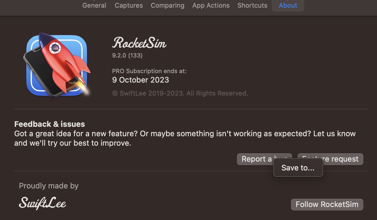 "Report a bug" doesn't react to clicks · Issue #259 · AvdLee/RocketSimApp · GitHub