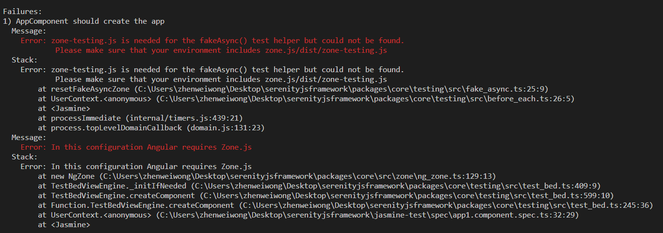 Issue When Running Tests On Angular Web App Using Serenityjs Jasmine · Issue 831 · Serenity