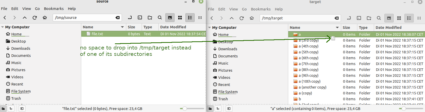 cannot DnD into a "ListView"-mode window if it is completely filled with folders · Issue #3110 ...