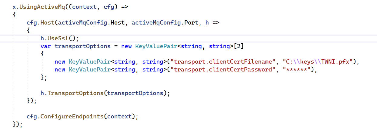 Establish an SSL-encrypted connection between MassTransit and ActiveMQ · MassTransit MassTransit ...