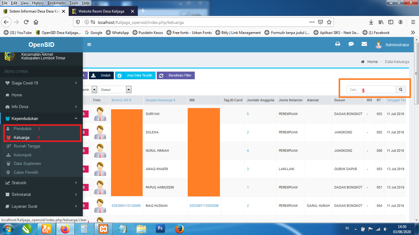 Pencarian/sortingan Data Penduduk/Keluarga · Issue #3422 · OpenSID/OpenSID · GitHub