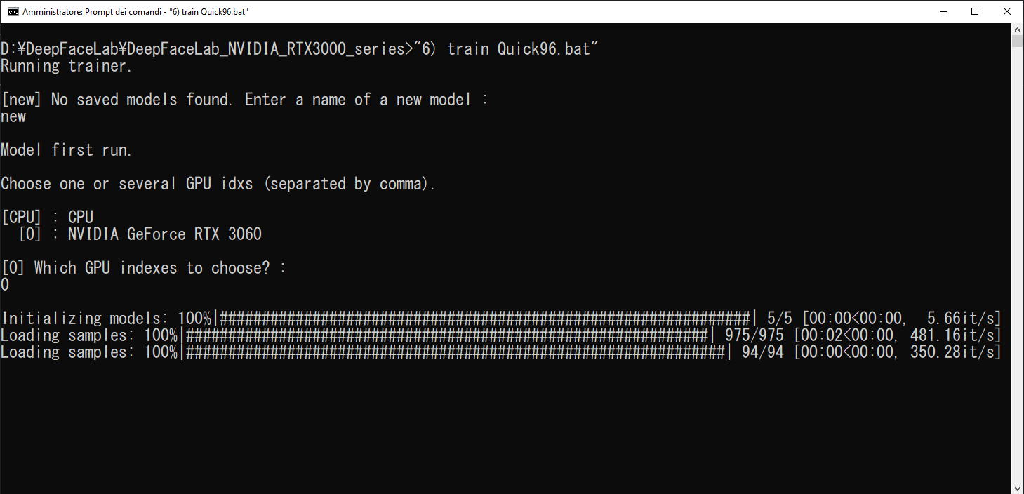 DeepFaceLab_NVIDIA_RTX3000_series: "train Quick96.bat" freeze on "Loading samples: 100%" · Issue ...