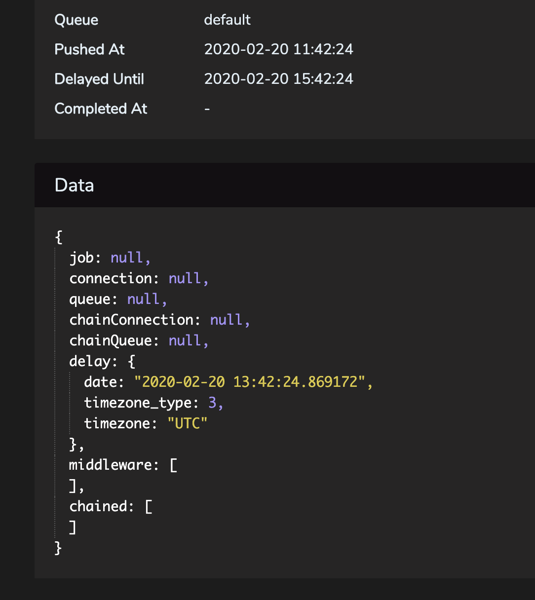 Delayed at is Wrong · Issue #771 · laravel/horizon · GitHub