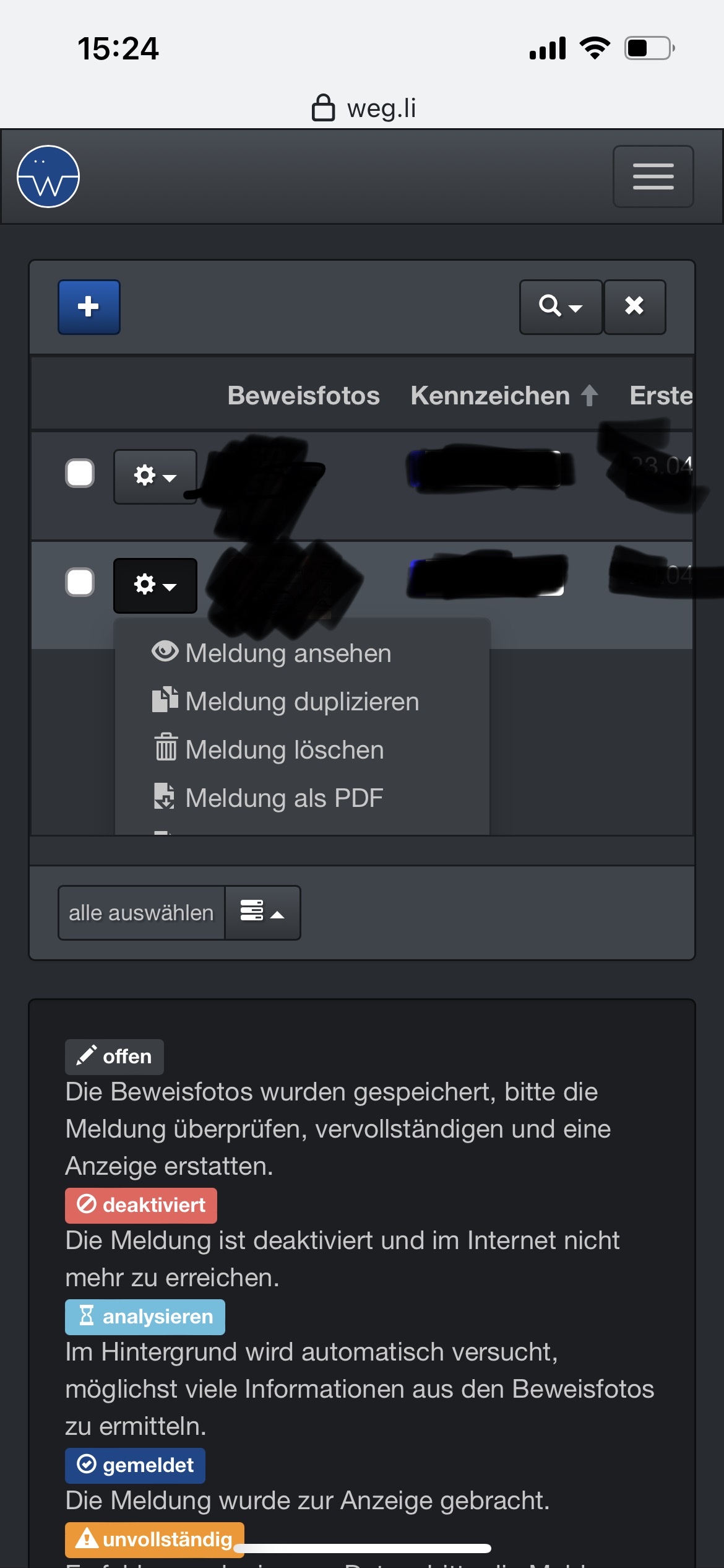 Dropdown der Meldungen mobil nicht benutzbar · Issue #658 · weg-li/weg-li · GitHub