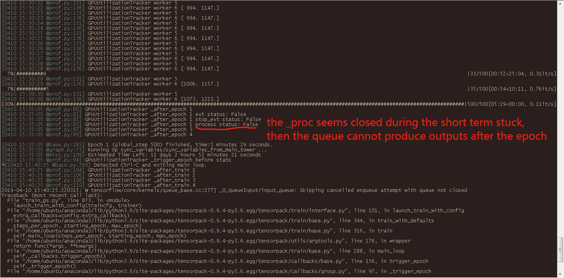 A strange training stuck · Issue #1134 · tensorpack/tensorpack · GitHub
