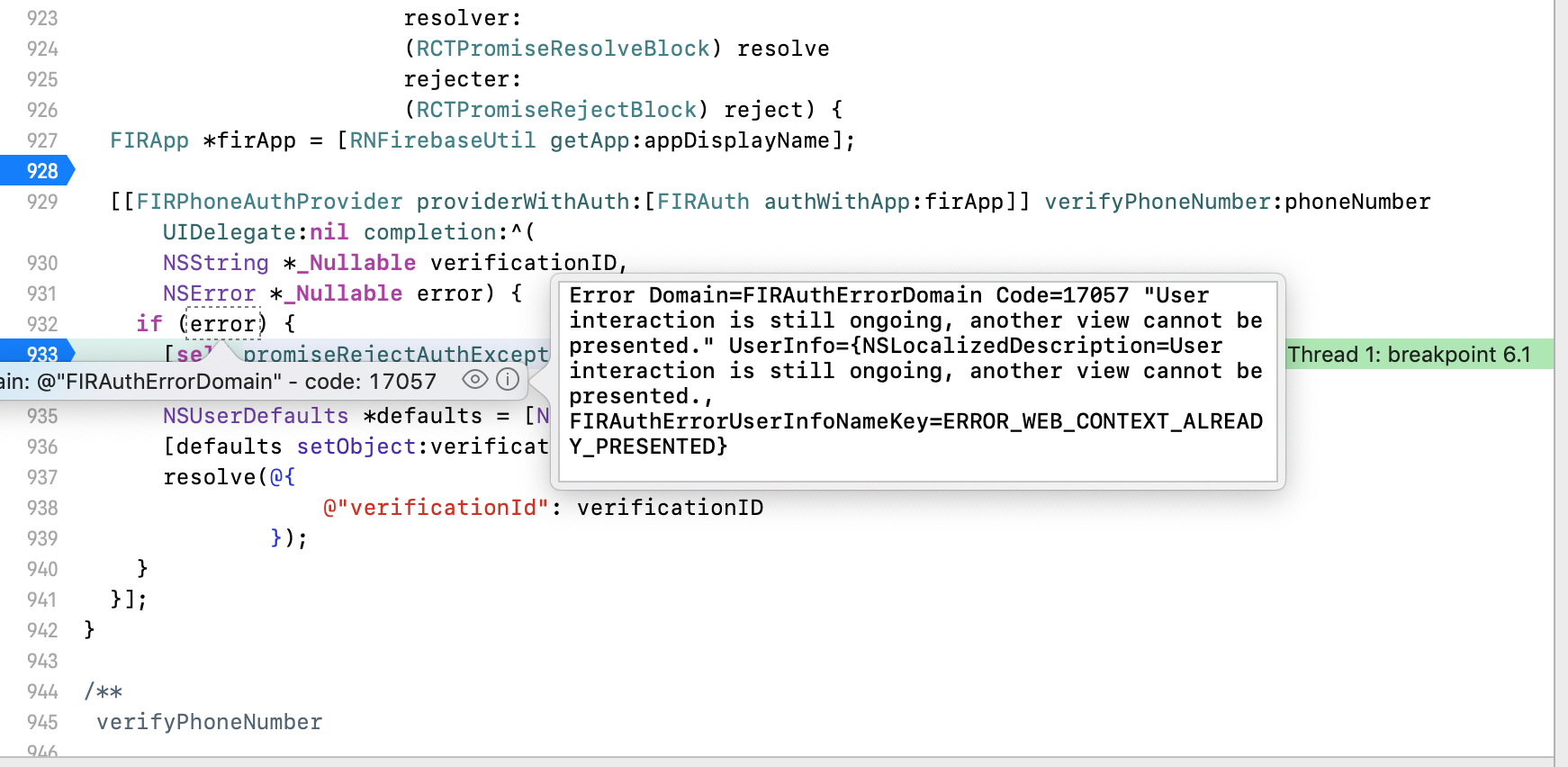 firebase.auth().signInWithPhoneNumber(phoneNumber) not working FIRAuthErrorUserInfoNameKey=ERROR ...