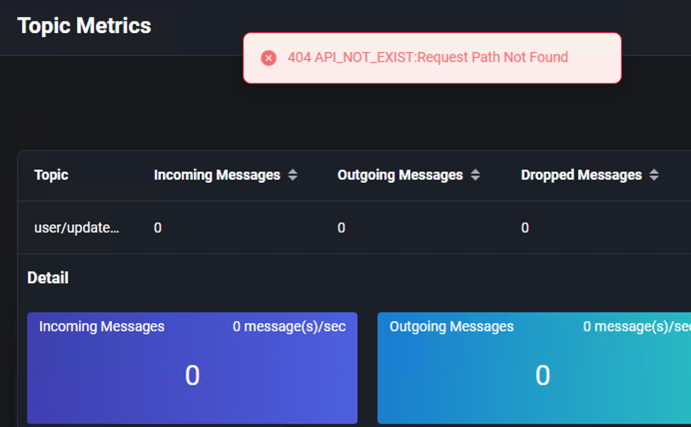 Bug: v5.0.7 topic metrics api return 404 · Issue #8869 · emqx/emqx · GitHub