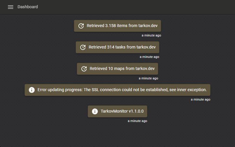 Error checking for new version: 403 (Forbidden) · Issue #27 · the-hideout/TarkovMonitor · GitHub
