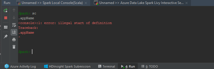 [IntelliJ]When running Livy console, an error occurs after two lines of commands are committed ...
