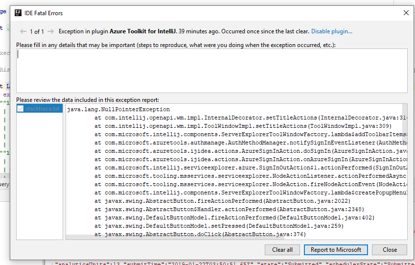 [IntelliJ][AzureExplorer] Sign in/out get NPE error · Issue #1910 · microsoft/azure-tools-for ...