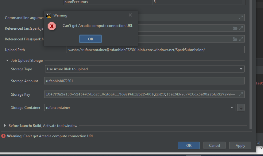 [IntelliJ][EAP][Config]Can't get arcadia compute connection URL. · Issue #3688 · microsoft/azure ...