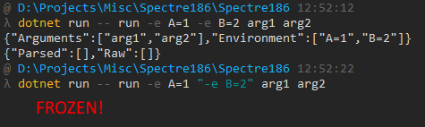 Parses freezes on ill-formed arguments · Issue #198 · spectreconsole/spectre.console · GitHub