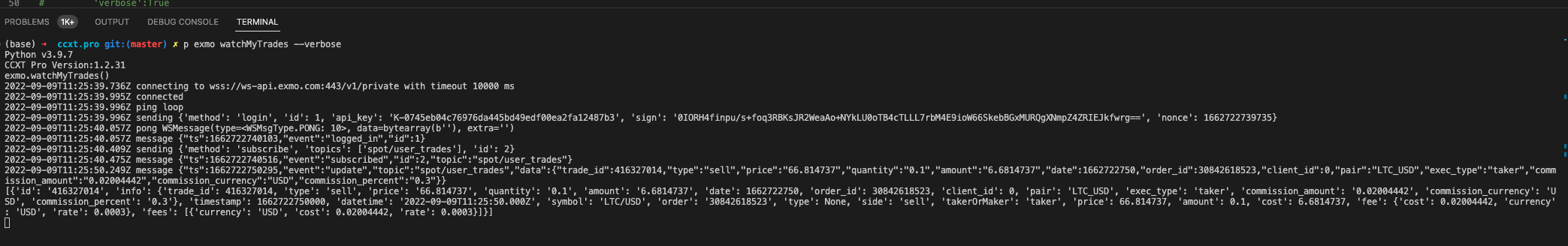 Ccxtpro Exmo Watchmytrades Dont Work Bug · Issue 14891 · Ccxtccxt · Github 