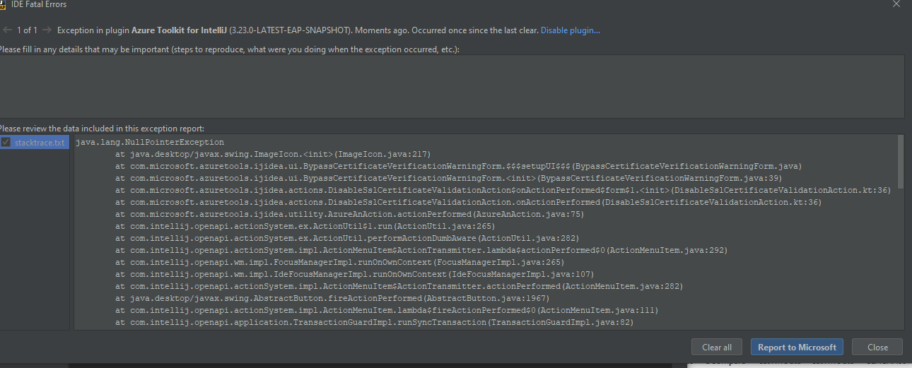 Intellij Reportedbyuser Uncaught Exception Javalangnullpointerexceptionlink Aris Cluster
