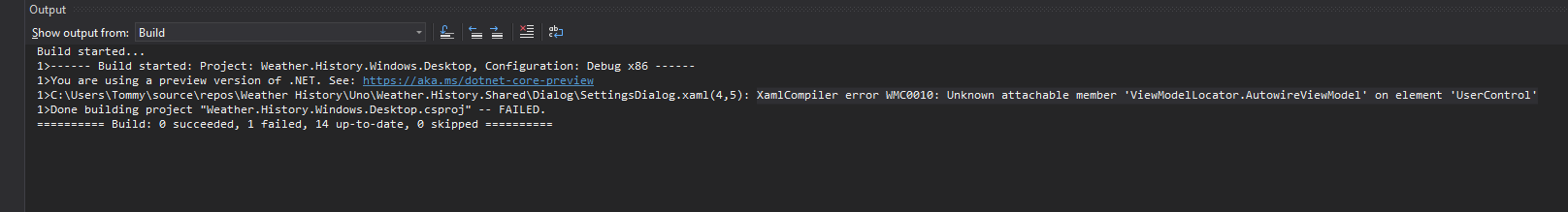 Unknown attachable member 'ViewModelLocator.AutowireViewModel' on element 'UserControl' · Issue ...