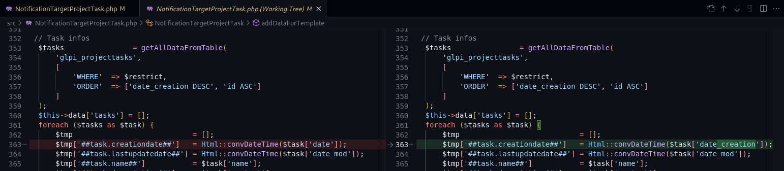 Wrong Var Name In Srcnotificationtargetprojecttaskphp · Issue 14680 · Glpi Projectglpi · Github 8543