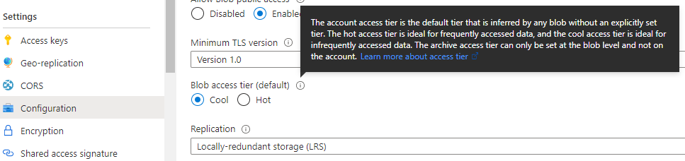 Storage account access tier 'cool' · Issue #454 · CompositionalIT/farmer · GitHub