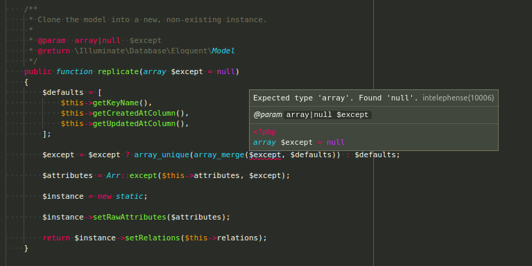 Array Default Null Typehint Being Treated As Null In Method Intelephense 10006 · Issue 294