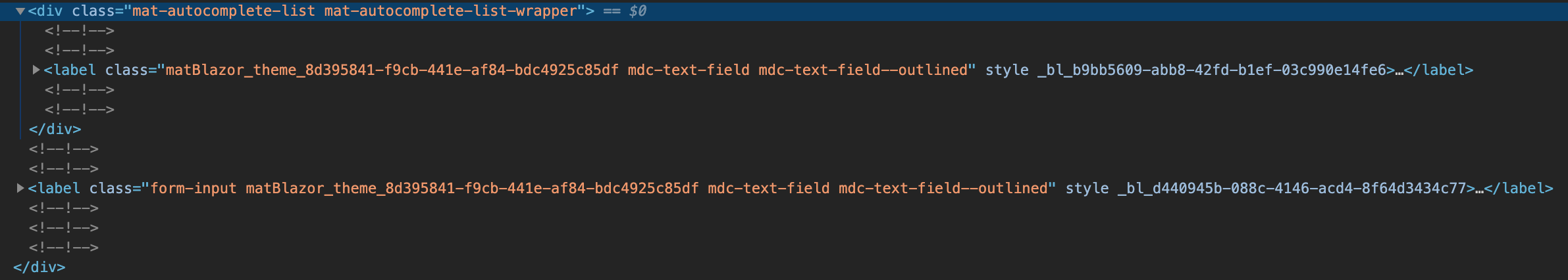 MatAutoCompleteList Class attribute is not applied · Issue #618 · SamProf/MatBlazor · GitHub