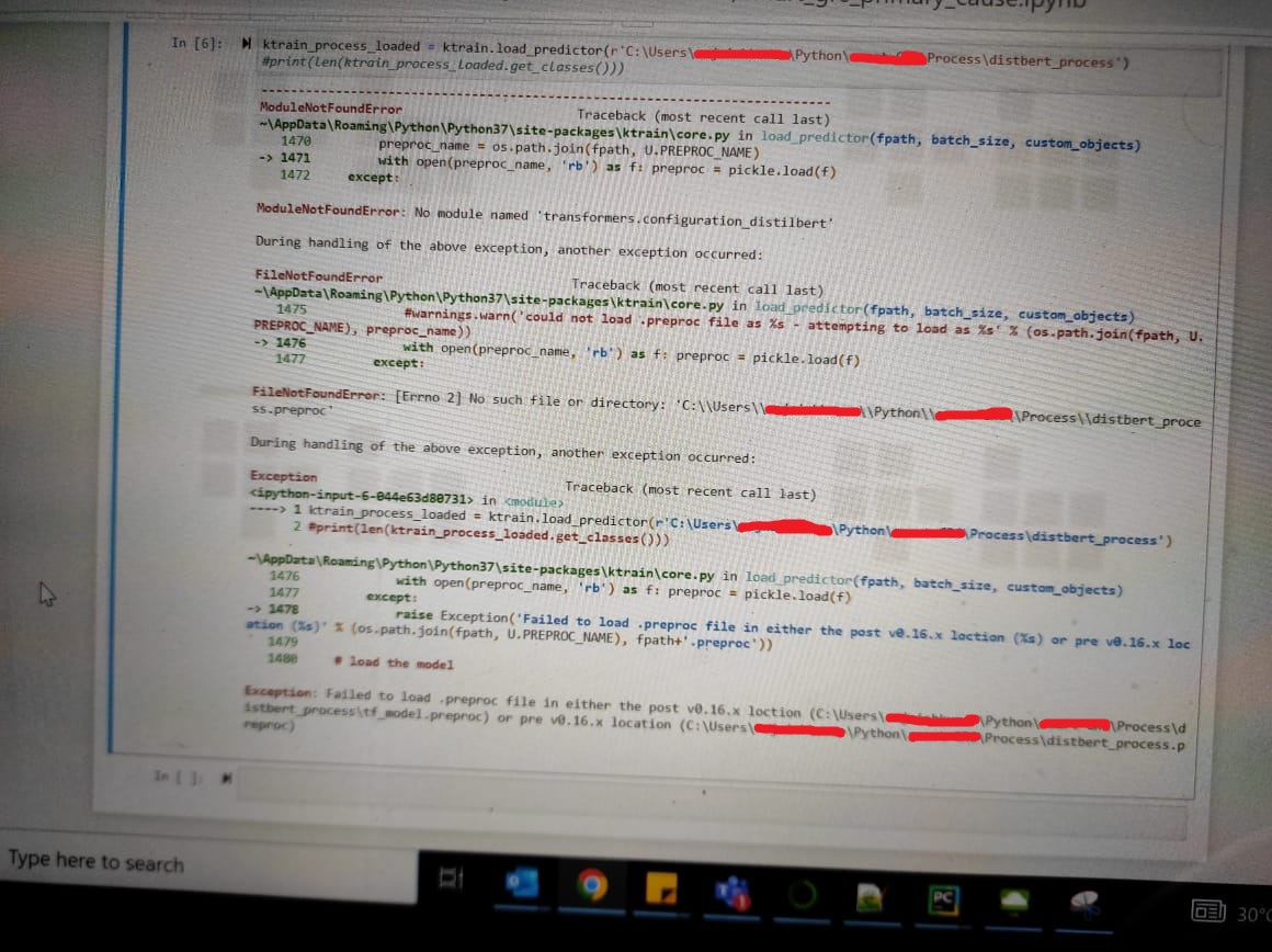 failed to load .preproc file with error no module transformers.configuration_distilbert · Issue ...