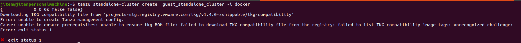 Error while installing standalone cluster · Issue #1610 · vmware-tanzu/community-edition · GitHub