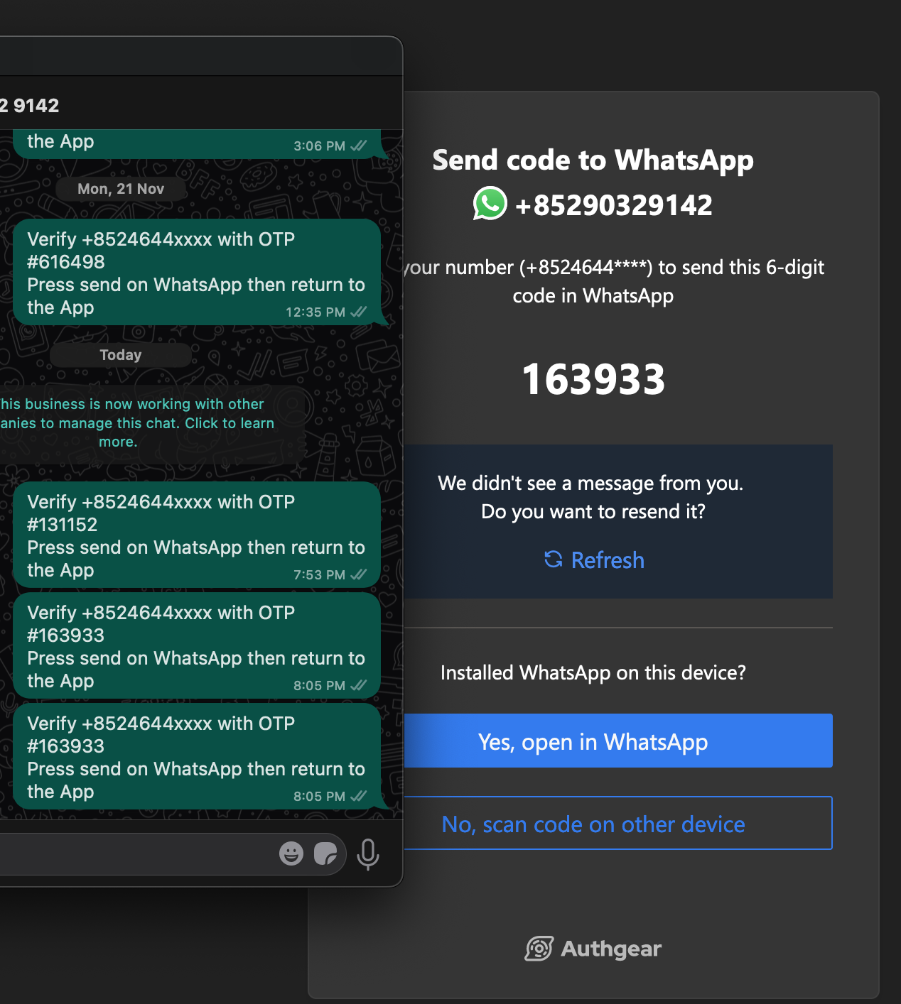 [OTP Whatsapp] Whatsapp OTP failed to verify · Issue #2966 · authgear ...