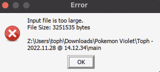 GEN IX - Input file is too large · Issue #3662 · kwsch/PKHeX · GitHub