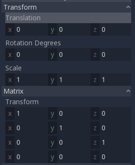 Editing Spatial Transform matrix through inspector updates translation ...