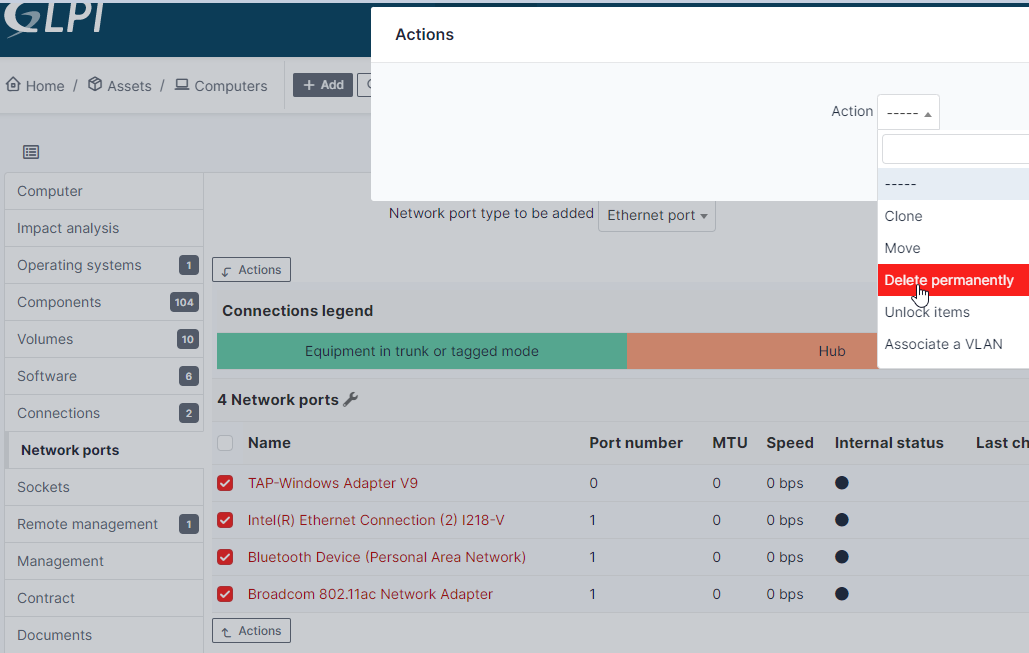 Can not delete ports · Issue #10290 · glpi-project/glpi · GitHub