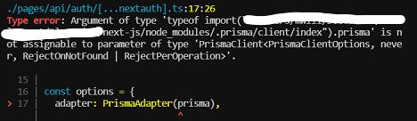 Next-Auth Prisma Adapter Client TypeError · prisma prisma · Discussion #11664 · GitHub