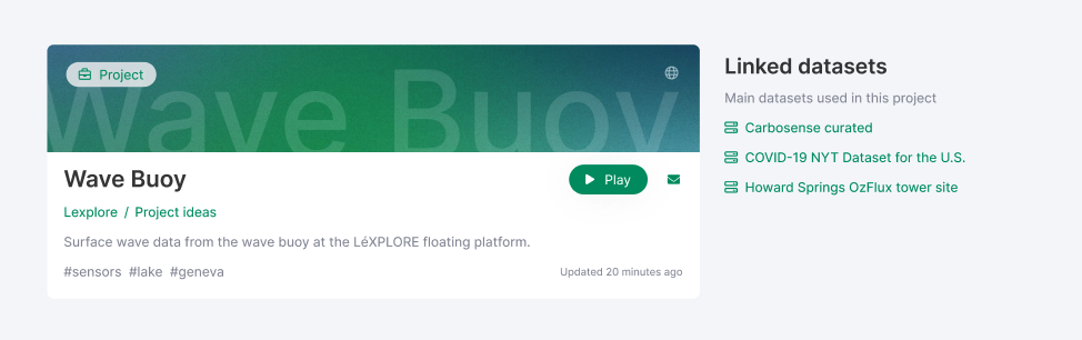Implement [Project card in landing page and project lists, Dataset cards, Forms] from Coteries ...