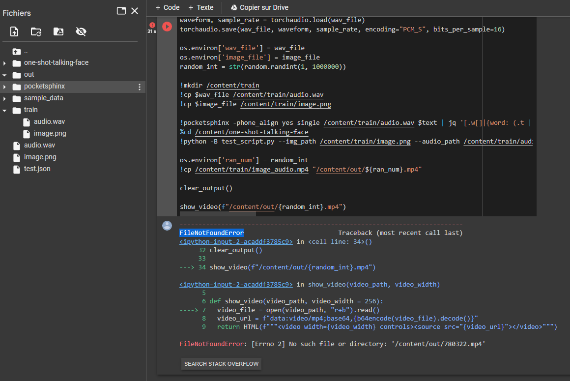 not works · Issue #7 · camenduru/one-shot-talking-face-colab · GitHub