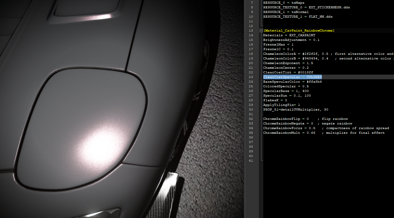 [PBR SHADERS] ClearCoatSpecular does not work with CSP lights · Issue #235 · ac-custom-shaders ...