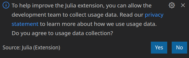 Disabling the telemetry popup · Issue #2760 · julia-vscode/julia-vscode · GitHub
