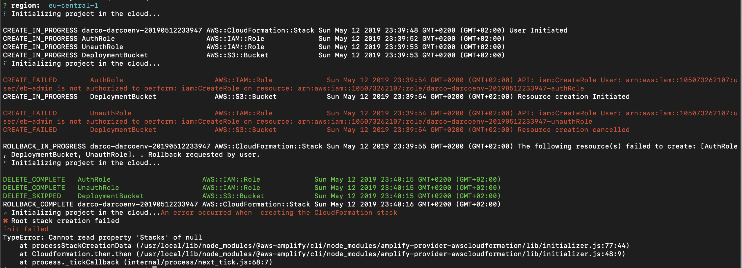 Aws Amplify Typeerror Cannot Read Property Stacks Of Null · Issue