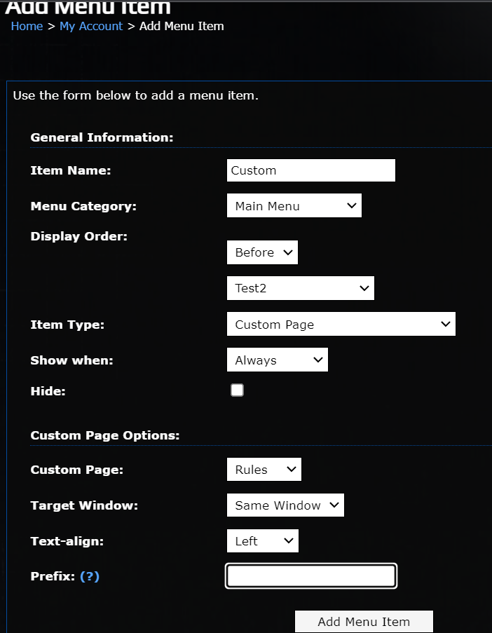add/edit menu item broken for types "custom page" and "custom block" · Issue #84 ...
