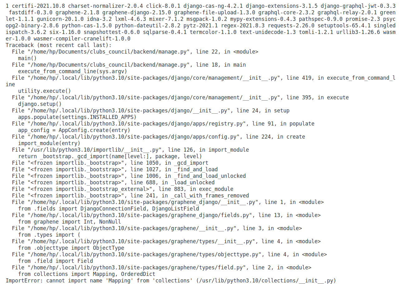Error in graphene file line `from collections import Mapping` · Issue #42 · Clubs-Council-IIITH ...