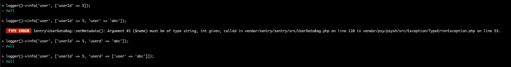 Adding a string with the key `user` to loging context throws an exception · Issue #644 ...