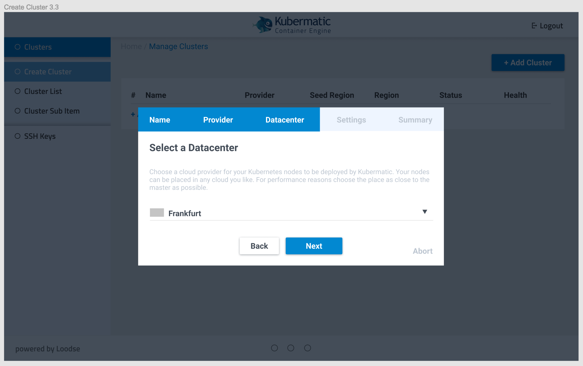 Design: Create Cluster · Issue #235 · kubermatic/dashboard · GitHub
