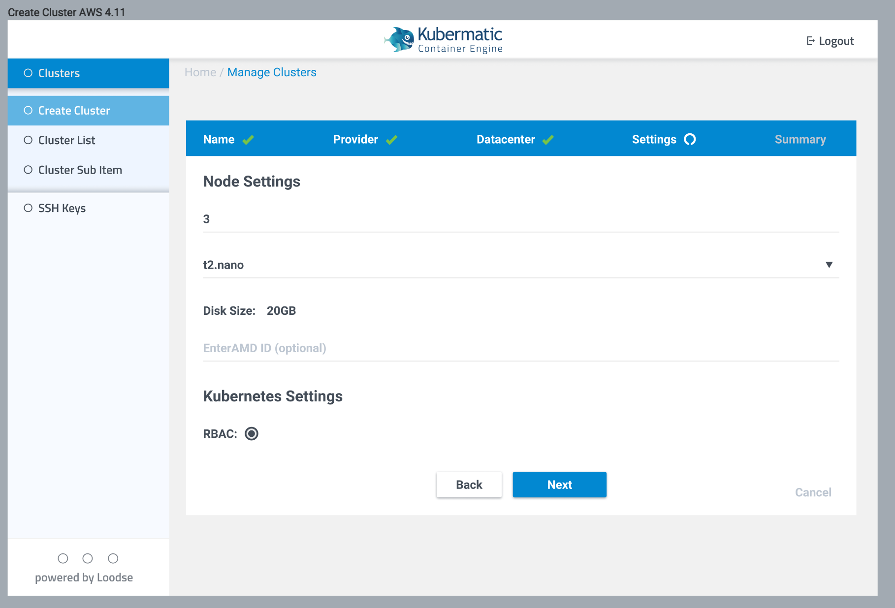 Cluster settings in wizard · Issue #164 · kubermatic/dashboard · GitHub