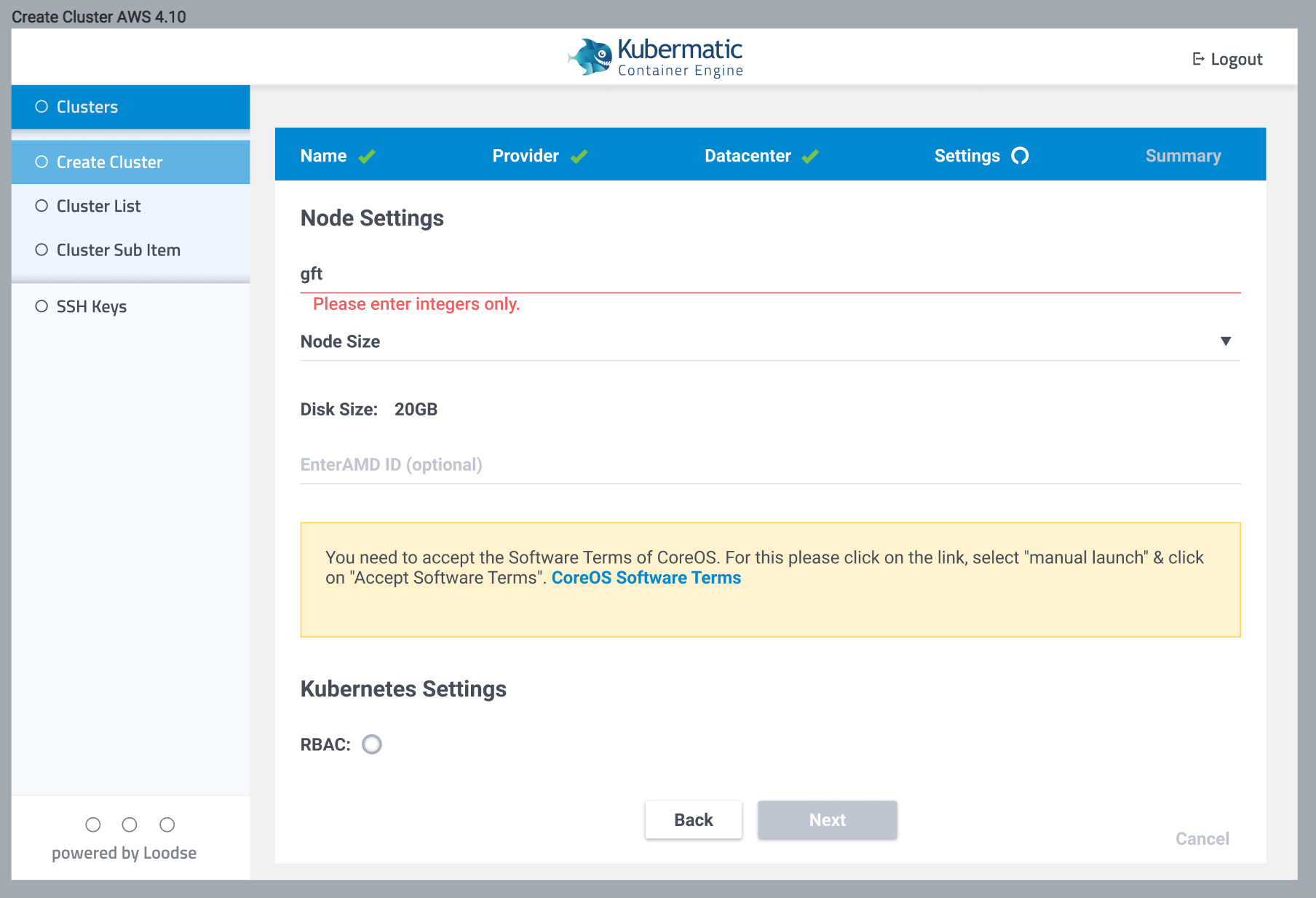 Cluster settings in wizard · Issue #164 · kubermatic/dashboard · GitHub
